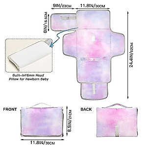 Colorful Tie Dye Portable Baby Changing Pad Travel Diaper Changing Pad Foldable Waterproof Changing Station with Built-in Pillow for Baby Newborn Essentials