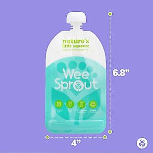 WeeSprout Double Zipper Reusable Food Pouches, Perfect for Babies & Toddlers, Freezer & Dishwasher Safe (Original, 7 Fl Oz + Pouch Filler)