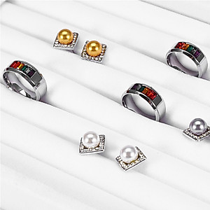 Salmue Fashion Ring Display Box, Jewelry Display Tray Organizer Earring Holder Case Box Showcase for 7 Slots Can hold 50-70 Rings(2#)