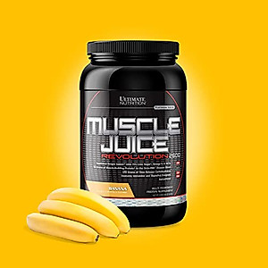 Ultimate Nutrition Muscle Juice Revolution 2600 Weight Gainer, Intestinal Health, Muscle Recovery with Glutamine, Micellar Casein and Time Release Complex Carbohydrates, Banana Protein Powder, 4.69 Pounds