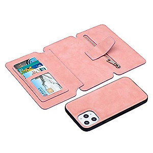 Fansipro Zipper Wallet Folio Case for SAMSUNG Galaxy A40, Premium PU Leather Slim Fit Cover for Galaxy A40, 4 Card Slots, 1 Transparent Photo Frame Slot, Anti-Scratch, Pink