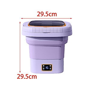 Portable Foldable Washing Machine, Small Bucket Washer, High Power Easily to Carry Compact Small Washer for RV Apartment Camping Dorm Sock, 9L violet clear lid
