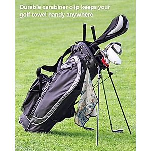 Golf Towel Christmas Eucalyptus Leaves Owl Retro Linen,Waffle Pattern Microfiber Club Cleaner Golf Towels with Carabiner Clip for Women Men Dad,Xmas Plant Animal Golf Towel for Golf Bags,24x16in