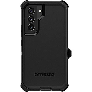 OtterBox Galaxy S22 Defender Series Case - BLACK, rugged & durable, with port protection, includes holster clip kickstand