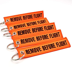 Rotary13B1 Remove Before Flight Keychain - NEON Orange/Black 5PCS