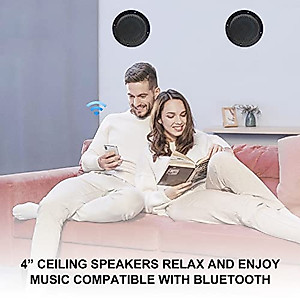 Herdio 4 Inches 320W Ceiling Bluetooth Speakers, 2 Way Flush Mount ...