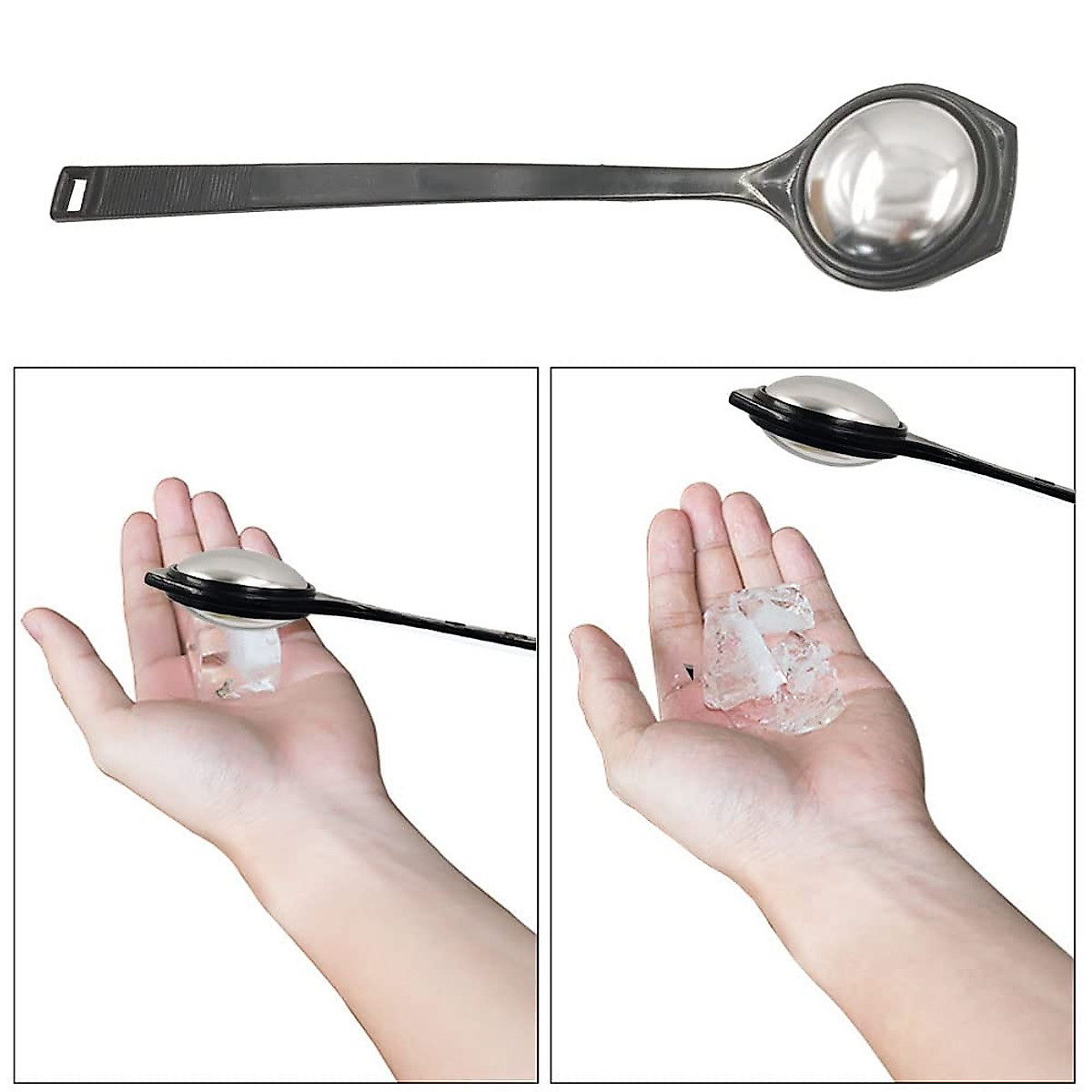 Hdtyyln Ice Tapper 3 Pcs Ice Mallet,Stainless Steel Ice Tapper,Ice Picks,Ice Crusher,Mallet Tool for Cocktails,Kitchen Gadget,Stainless Steel Tapper (Black)