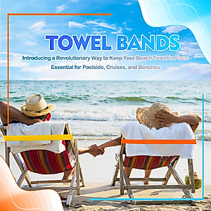 Tailoreadily 6 Pack Towel Bands, Beach Pool Cruise Chair Essentials, Keep Towel from Blowing Away, Beach Accessories for Vacation Must Haves, Great Alternative to Beach Towel Clips, Multicolor