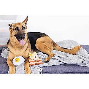 Pearhead Barkfast Dog Toys, Set of 3, Plush Pet Squeaker Toys, Breakfast Dog Toy Set, Toast Bacon & Egg Toy Set, Must Have Pet Accessories for Pet Owners