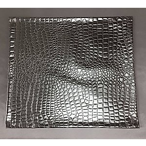 luvfabrics 18"x18" Silver Crocodile Embossed Shiny Faux Leather Vinyl Pillow - Insert Included! (Set of 2)