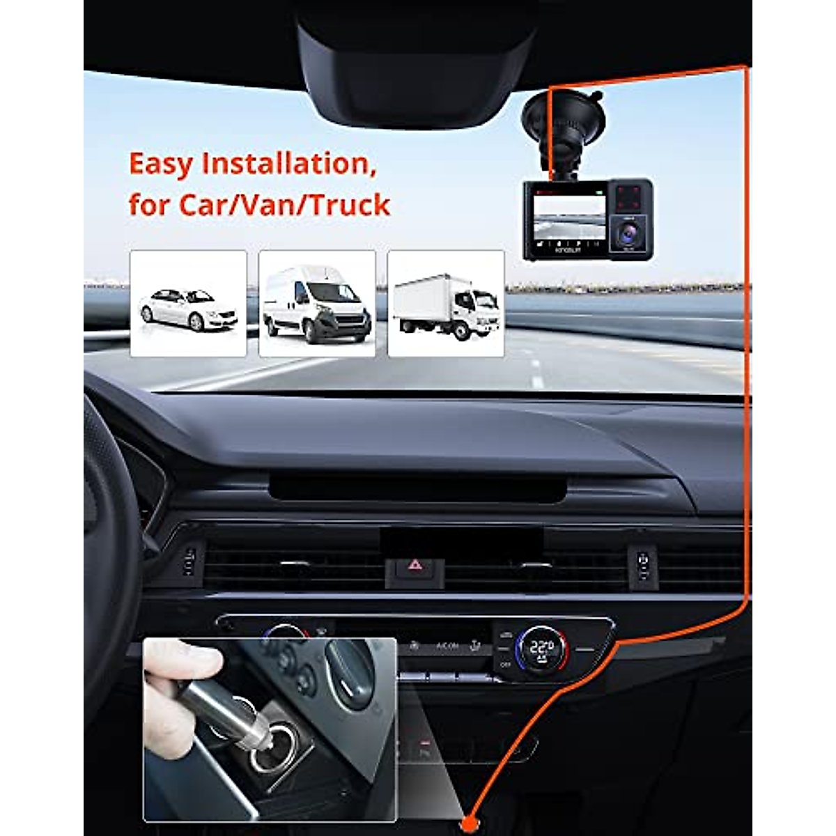 Kingslim D1 pro Dual Dash Cam 4K Record Inside - Front and Inside Dash Camera GPS WiFi for Cars Uber Truck, Dashcam with Infrared Night Vision, G-Sensor, Loop Recording(Upgraded Version)