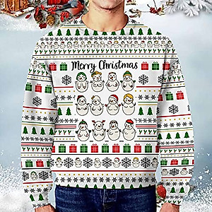 Men's Ugly Christmas Sweatshirt Funny Top Crewneck Long Sleeve Holiday Pullover 3D Printed Graphic Sweatshirts