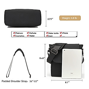 Shaelyka Water Resistant 900D Cross-Body messenger Bags, Lightweight PADDED Cellphone Bag, Black