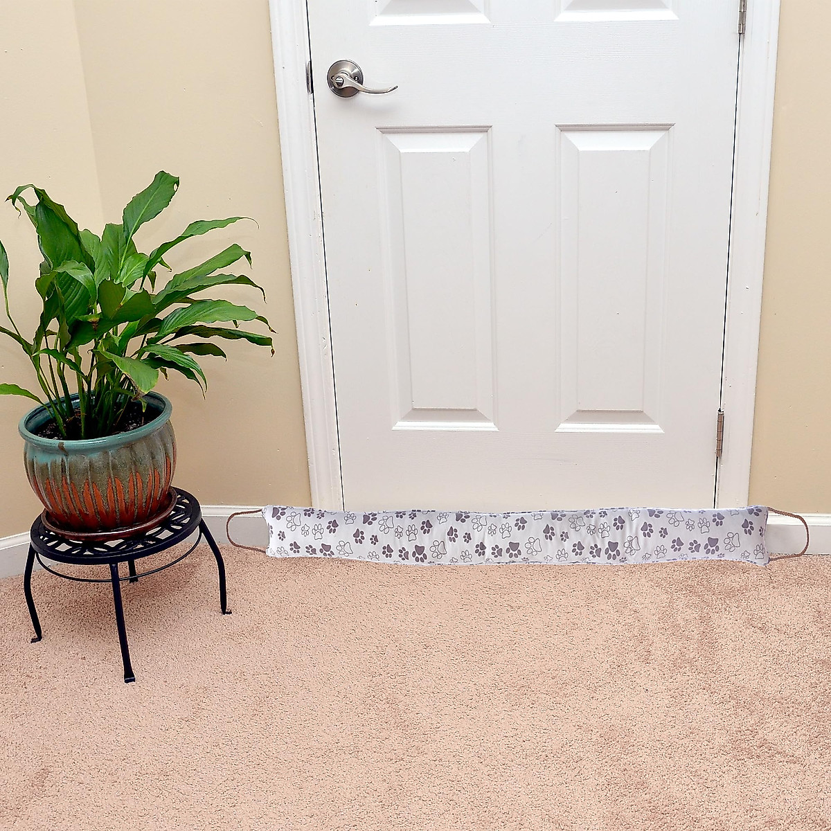 Roe & Moe PAW Print Draft Stopper, Door Bottom Hot/Cold Air Blocker Noise Reducer Insulation Sound Proof Weather Strip Seal, 38 x 4 inches, with 2 Loops - Ideal for 36 inch Door