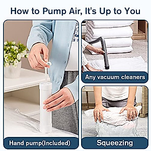 Vacuum Storage Bags, OFFSIR 16-Pack Vacuum Sealer Bags Space Saver Bags Compression Bags for Comforters Blankets Bedding,Vacuum Seal Bags for Clothes with Hand Pump-4 Jumbo,4 Large,4 Medium,4 Small