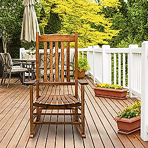 Outdoor Patio Rocking Chair, Wooden Porch Chair Porch Rocker for Garden Country Yard Original Color 62 x 86 x 117cm(L x W x H)