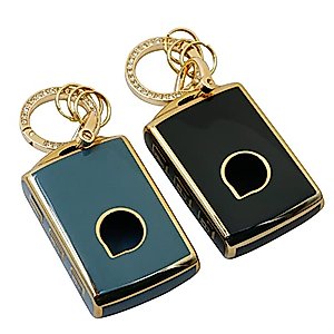 CHQLPBF 2pcs for Volvo Key Fob Cover with Keychain, Soft TPU Key Fob Protector Compatible with Volvo XC90, XC60, XC40, S60, S90, V60, V90 Smart Key Case (Black Grey)