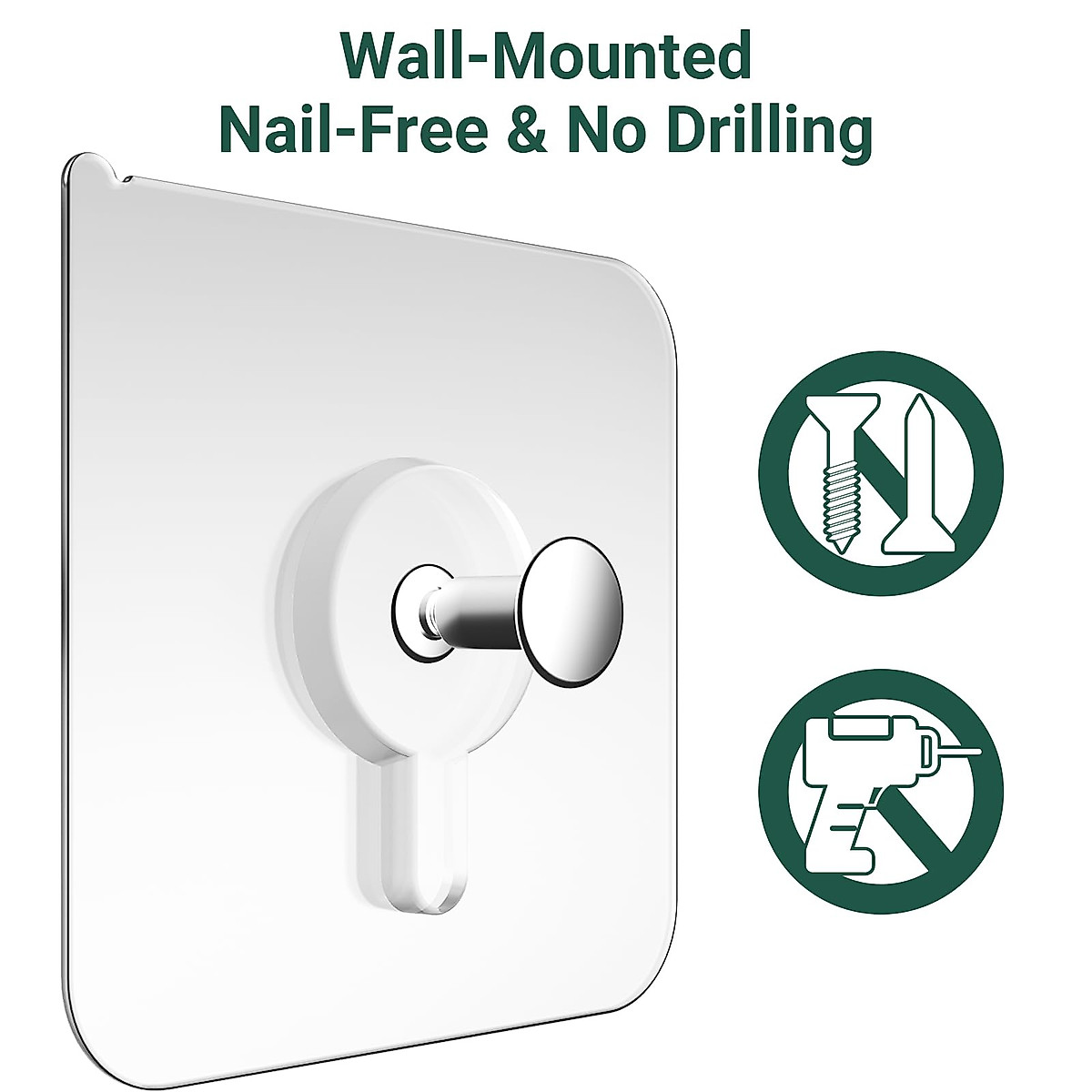 Picture Hangers Without Nails, A Set of 20 Adhesive Wall Hooks,No Damage Wall Hooks for Hanging on Kitchen,Bathroom,Bedroom and Office, Single Wall Hangers Holding up to 13 lbs