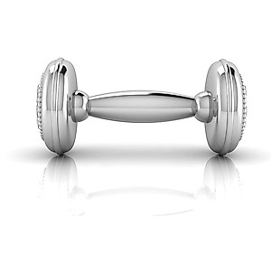 Krysaliis Silver Plated Teddy Rope Dumbbell Rattle for Newborn Baby boy and Baby Girl - Non-tarnishing, Durable, and Custom Engraveable Gift - Packaged in a Beautiful Gift Box