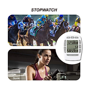 HonorMeet Digital Kitchen Triple Timer,Count-Down & Count-up Tracking,Loud Buzzer Reminder,Battery Replaceable for Baking Cooking BBQ Gym Exam Meeting Personal Care. (White)