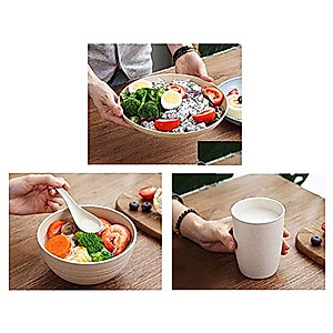 Wheat Straw Dinnerware Sets (16pcs) Beige-Unbreakable Microwave Safe-Lightweight Bowls, Cups, Plates Set-Reusable, Eco Friendly,Dishwasher Safe,Wheat Straw Plates,Wheat Straw Bowls, Cereal Bowls