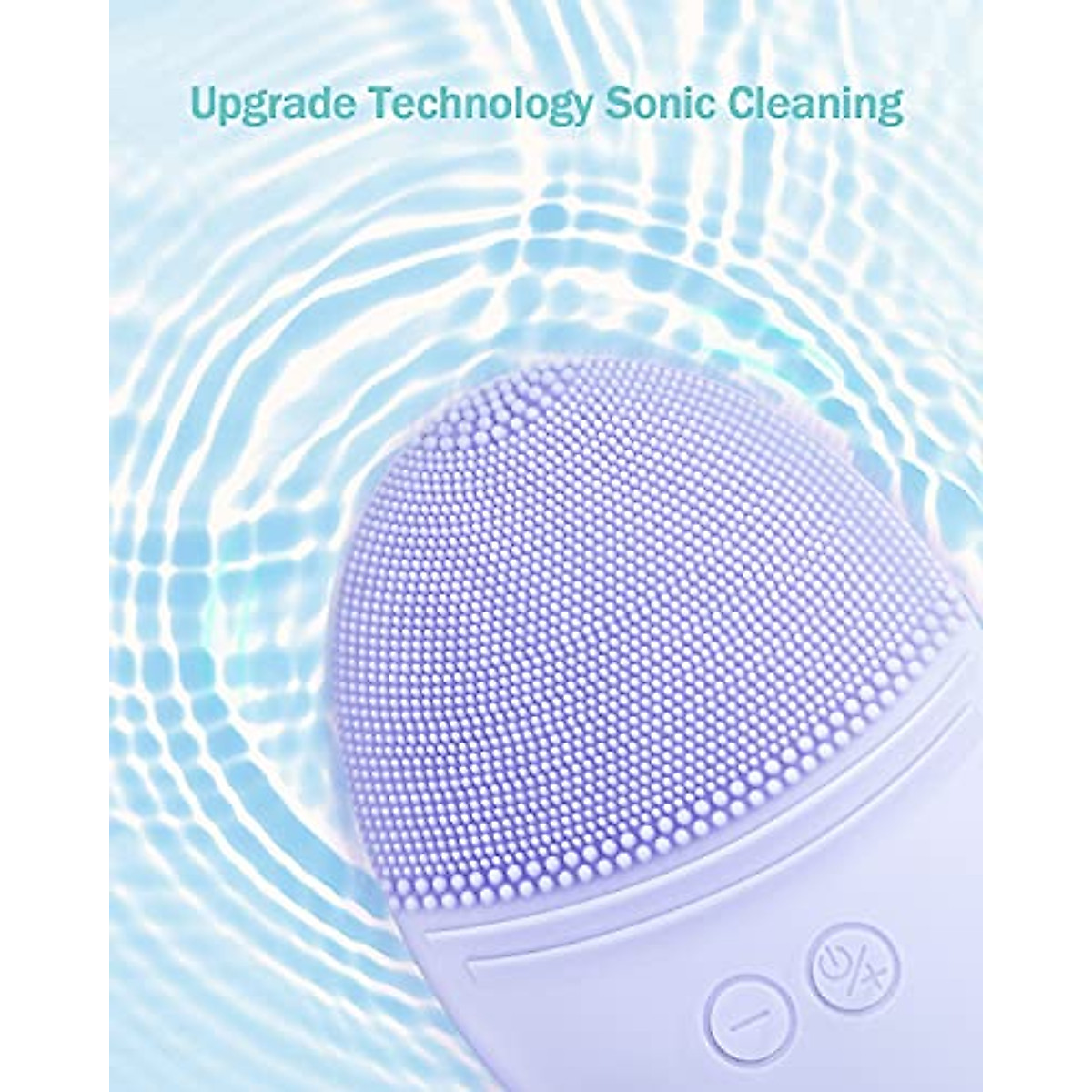 EZBASICS Facial Cleansing Brush Made with Ultra Hygienic Soft Silicone, Waterproof Sonic Vibrating Face Brush for Deep Cleansing, Gentle Exfoliating and Massaging, Inductive Charging (Violet)