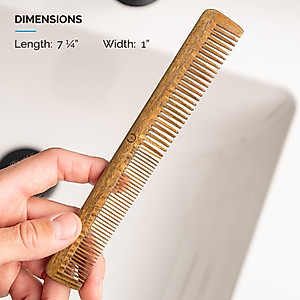 ZEUS Sandalwood Beard & Mustache Comb with Leather Case, Long Handmade Saw-Cut & Anti-Static Hair Comb (L31)