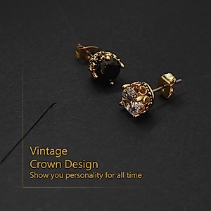 Crown Earrings Gold Earrings for Men Black and Gold Stud Earrings for Women Stainless Steel Stud Earrings Men