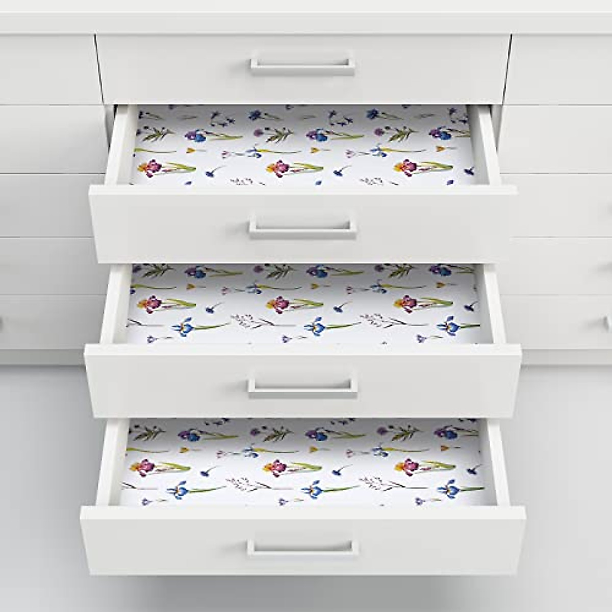 24 Sheets Scented Drawer Liners Drawer Liners for Dresser Non Adhesive Paper Sheets Fragrant Drawer Paper Liner for Shelf Closet Dresser Drawers Home Bedroom (Bright Flowers)