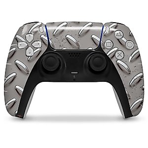 WraptorSkinz Skin Wrap compatible with Sony PS5 DualSense Controller Diamond Plate Metal 02 (CONTROLLER NOT INCLUDED)