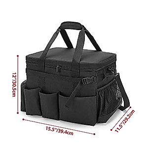 HODRANT Large Grill Caddy with Lid, BBQ and Picnic Bag Organizer with Paper Towel Holder, Tailgating Accessories Basket for Barbecue Utensil & Camping Gear Must Haves, Black, Bag Only