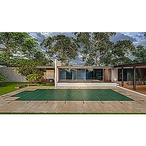 WaterWarden Inground Pool Safety Cover 16’ x 32’ with Center End Step, 15-Year Warranty, UL Classified to ASTM F1346, Triple Stitched for MAX Strength, Abrasion Resistant, Hardware Included Green Mesh