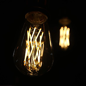 Leools Vintage LED Edison Bulb Dimmable 15W,Equivalent 120W, Antique Style ST64 LED Filament Bulbs,1300 Lumen,2700K Soft Warm White, E26 Base,4 Pack.