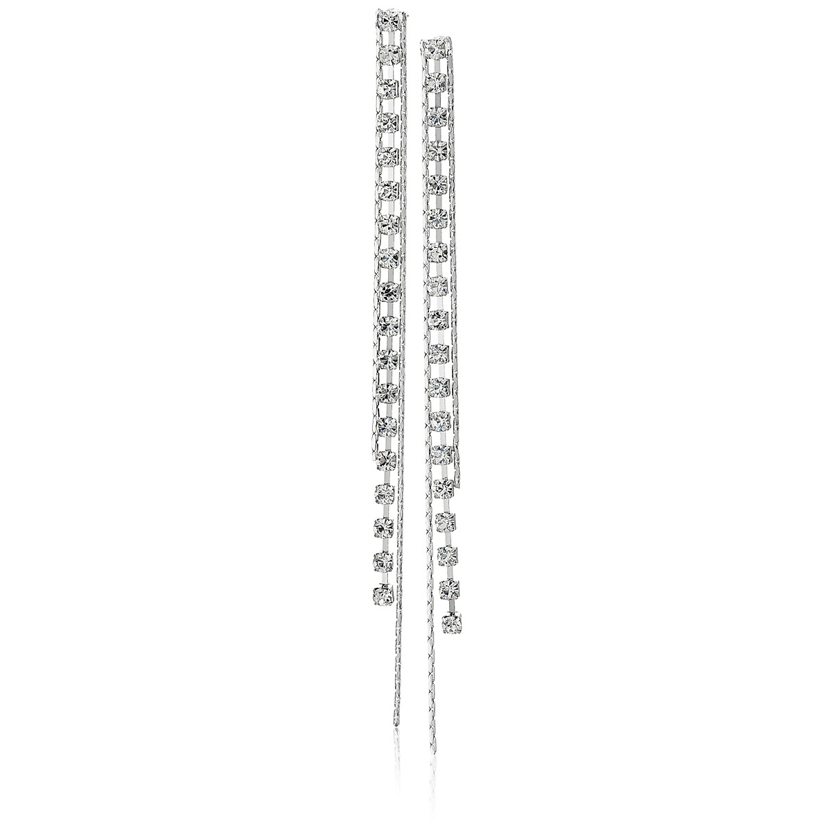 GUESS "Basic" Silver Crystal Rhinestone Linear Drop Earrings