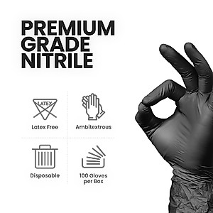 Heavy Duty Black Nitrile Gloves - 6 Mil Nitrile Gloves, Black Tattoo Gloves, Cleaning, Cooking, Mechanic, Medical Gloves