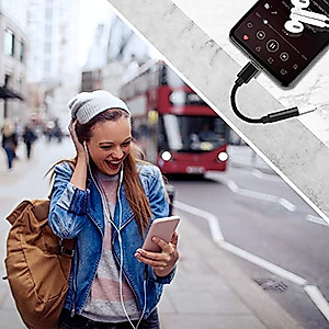 USB C to 3.5mm Audio Adapter Headphone Adapter, USB C to Aux Type C to 3.5mm DAC Headphone Jack Adapter Compatible with Samsung Galaxy S21 S20 Ultra S20+ Note 20 OnePs 7T Pixel 5/4/3