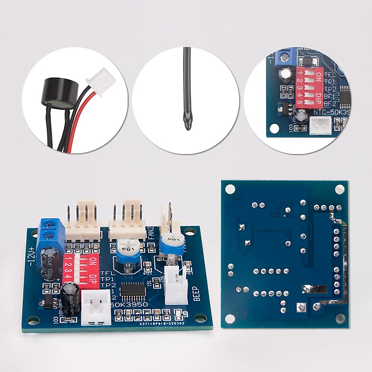 Comidox 2PCS DC 12V 4 Wire PWM PC CPU Fan Temperature Control Speed Controller Module CPU High-Temp Alarm