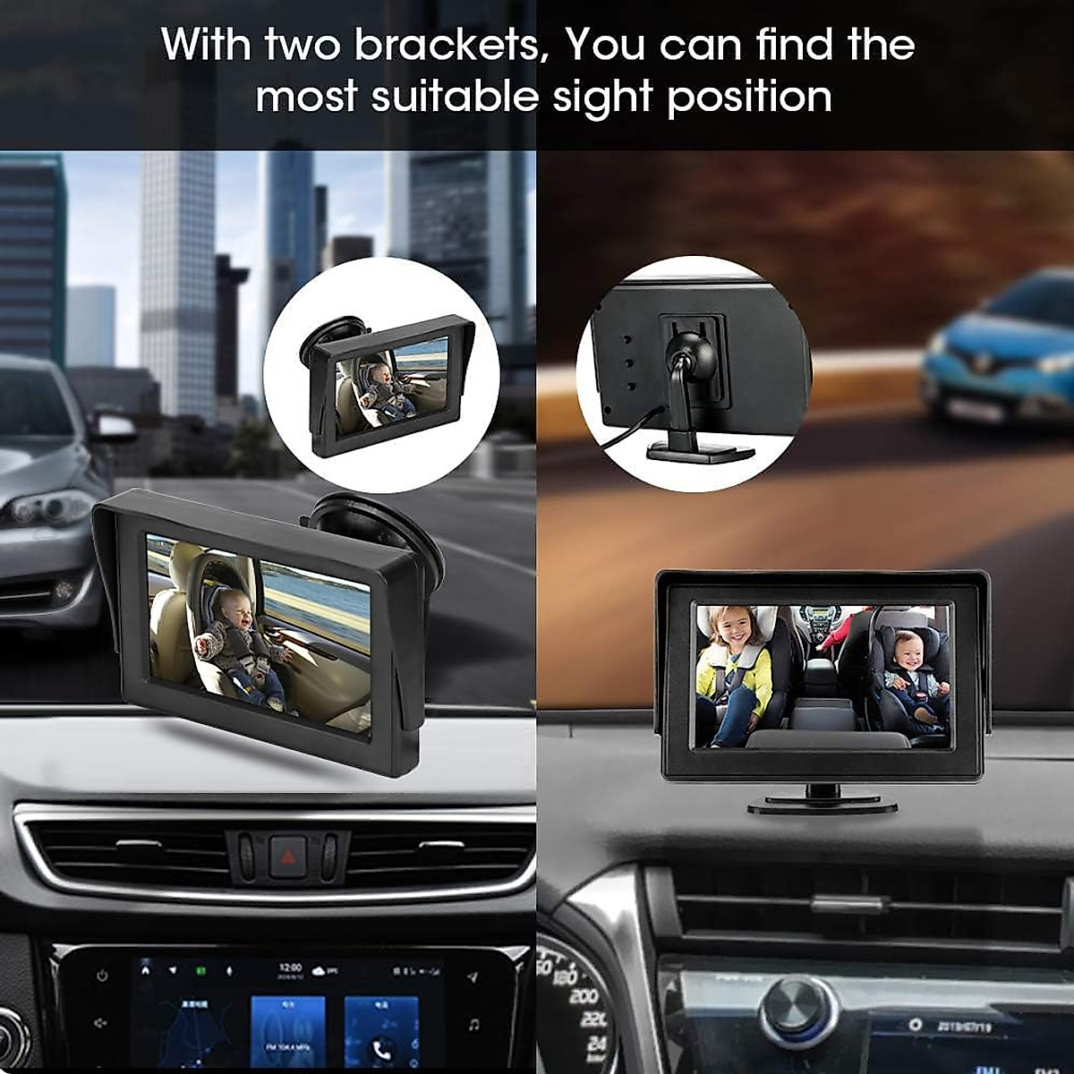 Baby Car Camera 4.3'' HD Baby Car Mirror Seat Camera Car Monitored Mirror Night Vision with Wide View Angle, Aimed at Baby, Plug and Play Car Camera for Baby Car Seat Rear Facing