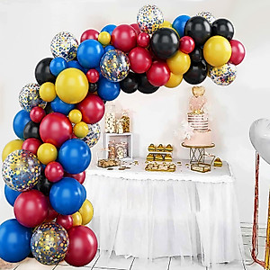Balloon Arch Garland Kit, 105PCS Blue Red Black Balloon Arch Kit Balloon Garland Kit, Latex Balloons With Confetti Party Balloons For Birthday Decoration Wedding Baby Shower Decoration Party Supplies