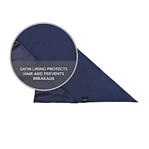 Hairbrella Satin-Lined Bandana, Waterproof Rain Scarf, Headband, Satin Scarf (Black)