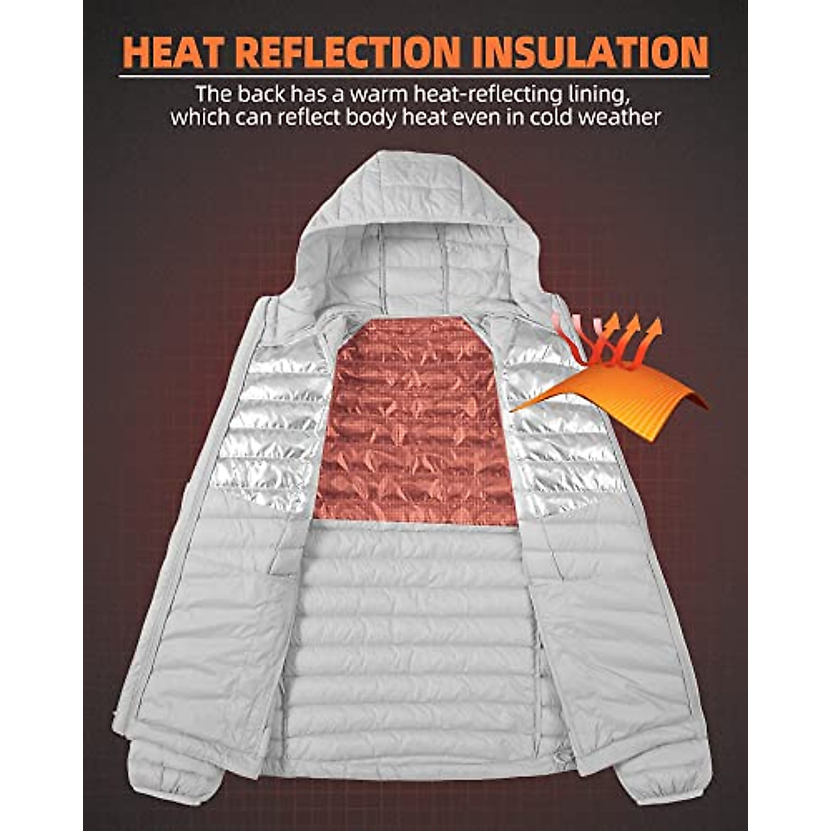 CAMELSPORTS Men's Winter Hooded Down Jacket with Thermal Heat Reflective Lining Lightweight Packable For Hiking