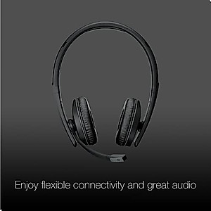 EPOS/Sennheiser 260 Stereo Bluetooth Headset - Blue Tooth Head Phones with USB Dongle, UC, Teams Certified, Connects to Deskphone, PC/Mac, Smartphone and Microfiber Included in Bundle by Global Teck