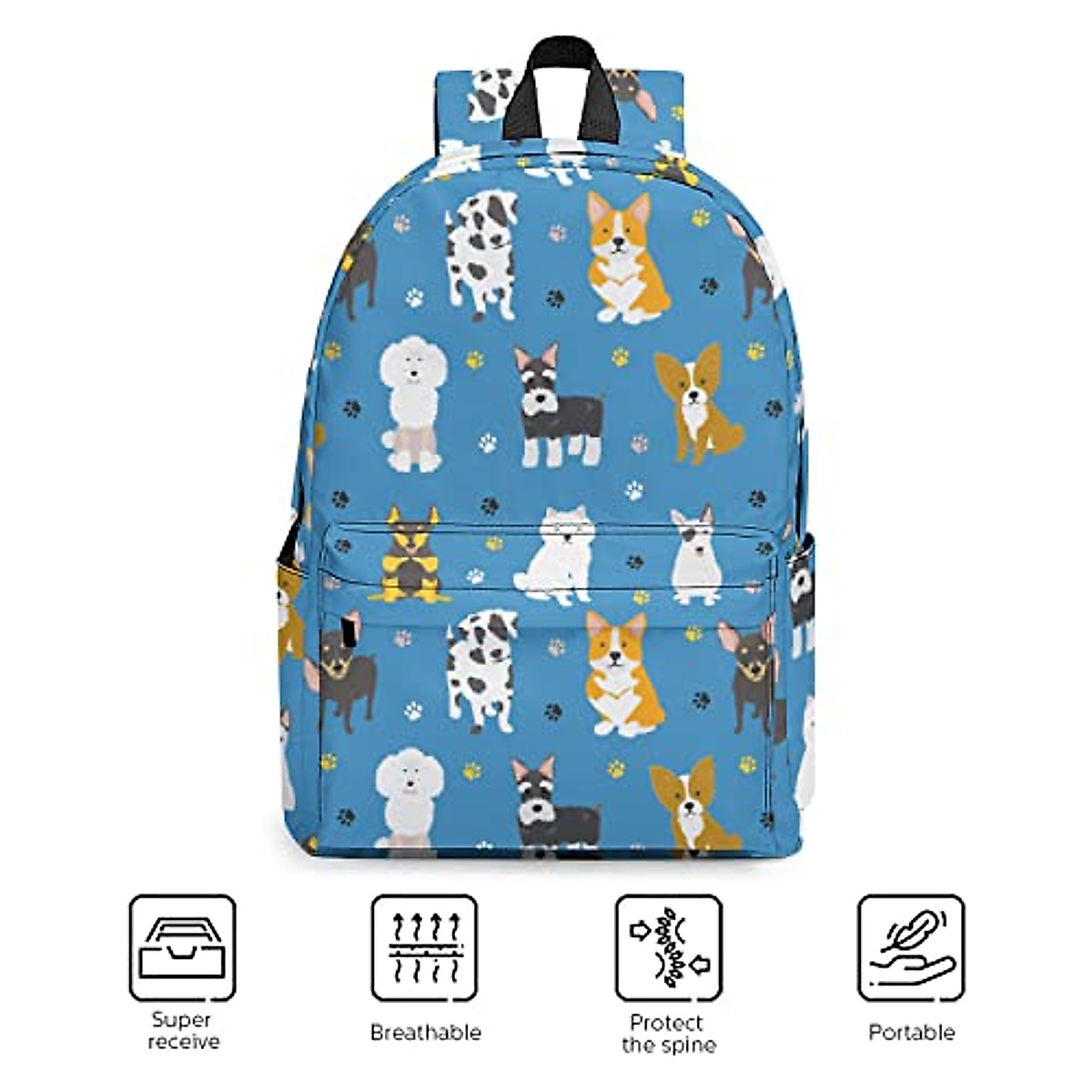 Ewobicrt Cartoon Dog Backpack 16.7 inch Large Cute Laptop Bag Casual Daypack Bookbag for Work Travel Camping