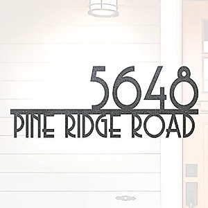 Personalized Metal House Number Sign with Street Name Sign | Mid Century Modern Font | Art Deco Address Numbers and Street Name | Handmade Metal Address Sign | Custom Address Plaque