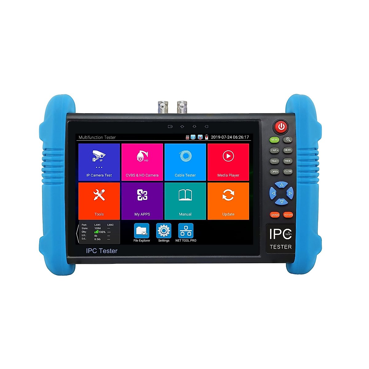 EVERSECU 7 inch IPS Touch Screen H.265 4K IP Camera Tester CCTV CVBS Analog Tester Built in WiFi with POE/WIFI/8G TF Card/HDMI Output/RJ45 TDR/Dual Window Test/Firmware CCTV Test Monitor