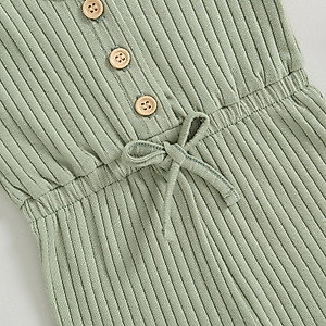 Toddler Baby Girl Summer Outfit Sleeveless Ribbed Romper Solid Color Jumpsuit Overall Shorts Cute Infant Newborn Clothes