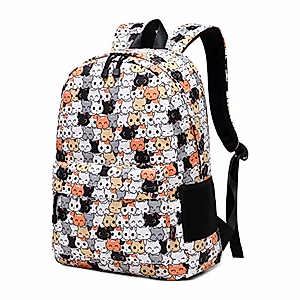 Teecho Cute Backpack for Girl Roomy College Middle Day Bag For Girl Women Knapsack Cat