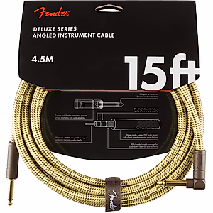 Fender Deluxe Series Instrument Cables, Straight/Angle, Black Tweed and Tweed, 15ft