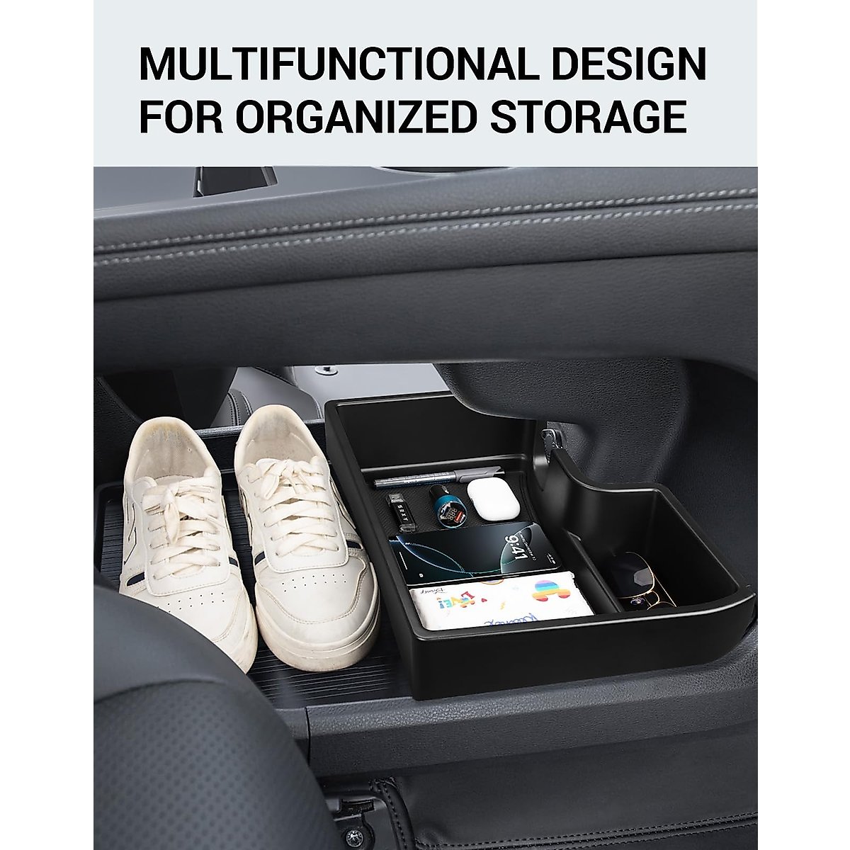 Ecarzo 2025 Upgraded Console Bottom Organizer Compatible with 2021-2025 Toyota Sienna Accessories, Lower Center Console Tray Storage Box with Multiple Compartments