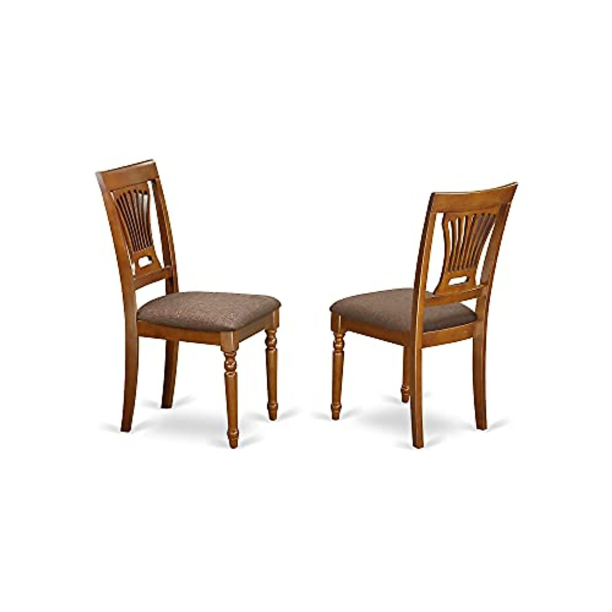 EAST WEST FURNITURE 5 Pc set Portland Dining Table having 18 inch Leaf and 4 Cushiad Kitchen Chairs in Saddle Brown